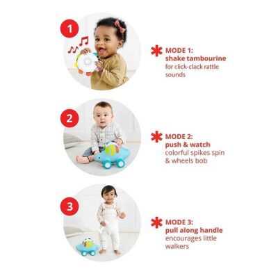 Skip Hop Explore & More Dinosaur 3-in-1 Baby Musical Pull Toy, Blue ...